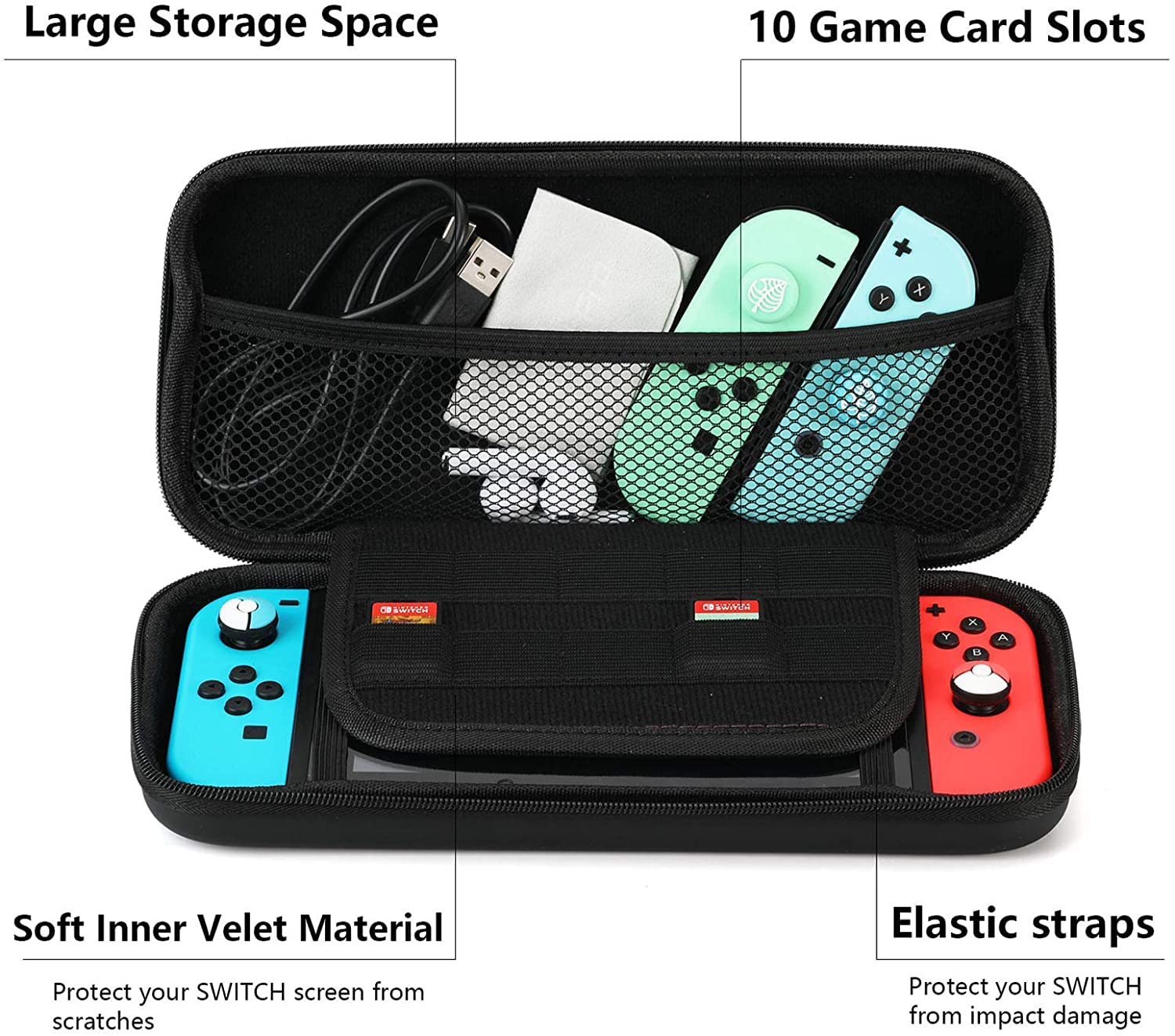 Carrying Case Compatible with Switch 2017 / Switch OLED 2021 Console Joy-Con with 10 Game Card Slots , Ginkgo Leaves Pattern
