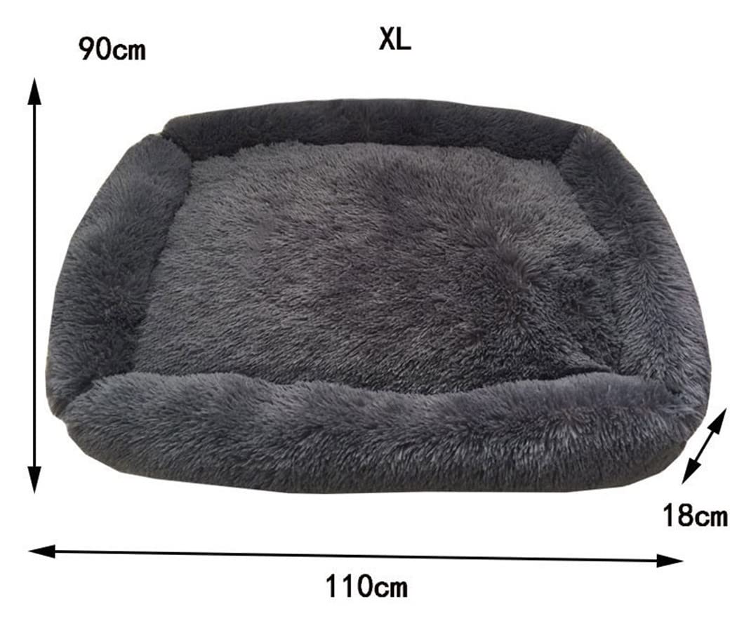 PEETITI Orthopedic Fluffy Plush Dog Bed Rectangle Calm Sleeping Pet Bed Washable Cat Dog Cushion Fits Up to 10-150lbs (X-Small, Pink)