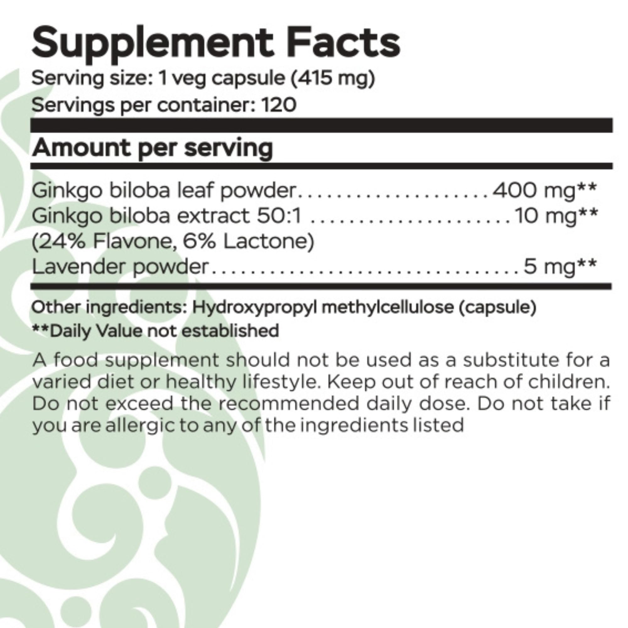 RaDoTech Ginkgo Biloba Support Brain Function, Supplements for Memory and Focus, Natural Antioxidant-Rich, Promotes Overall Health, 120 Vegetarian Capsules, GMP