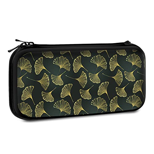 Carrying Case Compatible with Switch 2017 / Switch OLED 2021 Console Joy-Con with 10 Game Card Slots , Botanical Ginkgo leaves pattern