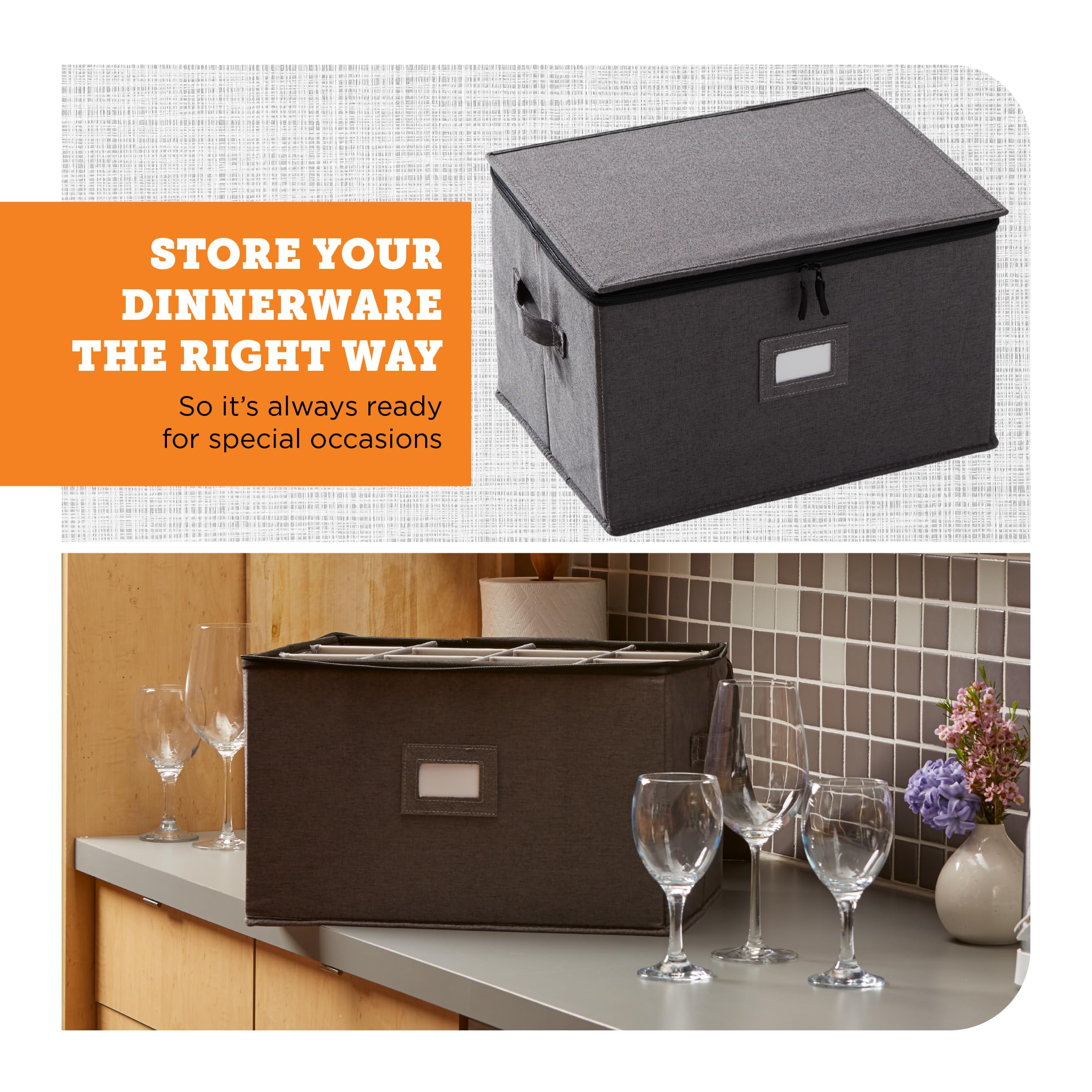 storageLAB Stemware Storage Cases (5 Piece Hard Shell Set for China Storage)