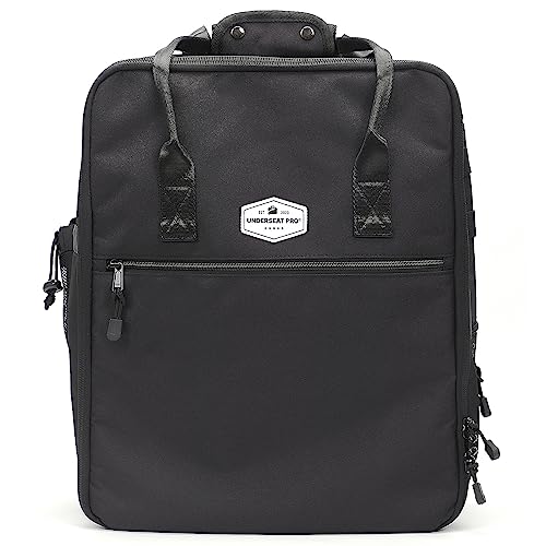 UNDERSEAT PRO Personal Item 17.3” Laptop Backpack Compliant with Frontier, Allegiant, Spirit, Play Airlines, American, Delta, easyJet and More. 18x14x8 inches (BLACK, 30L with Laptop Pocket)