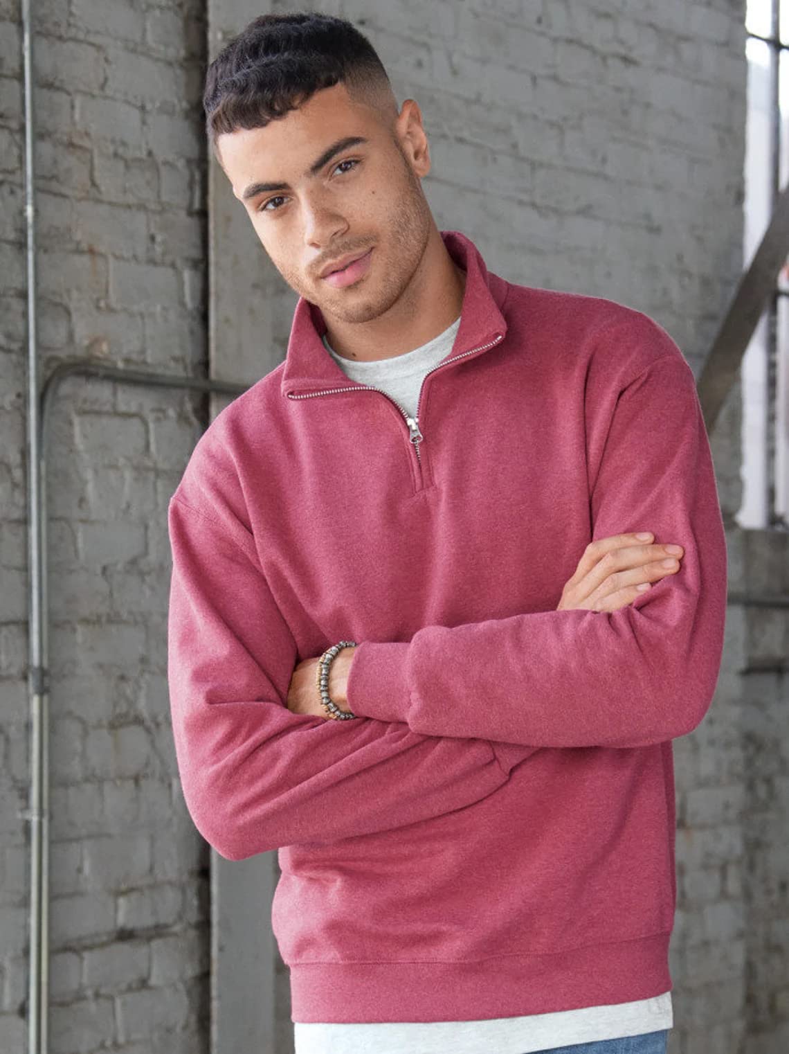 Kappa Sigma Quarter Zip Cadet Collar Sweatshirt - Kappa Sigma Fraternity Merchandise (L) Dark Heather