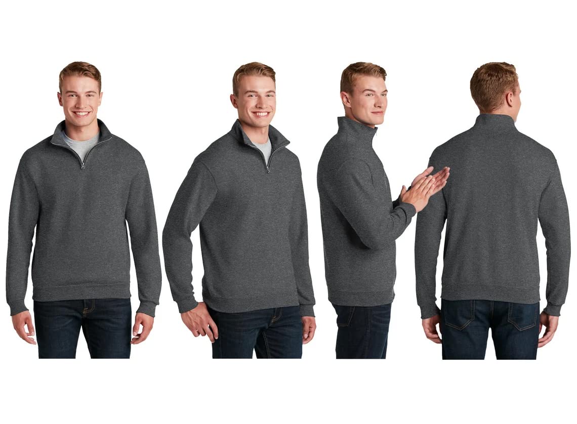 Kappa Sigma Quarter Zip Cadet Collar Sweatshirt - Kappa Sigma Fraternity Merchandise (L) Dark Heather