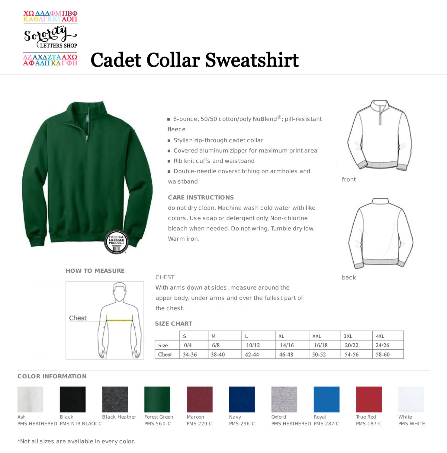 Kappa Sigma Quarter Zip Cadet Collar Sweatshirt - Kappa Sigma Fraternity Merchandise (L) Dark Heather