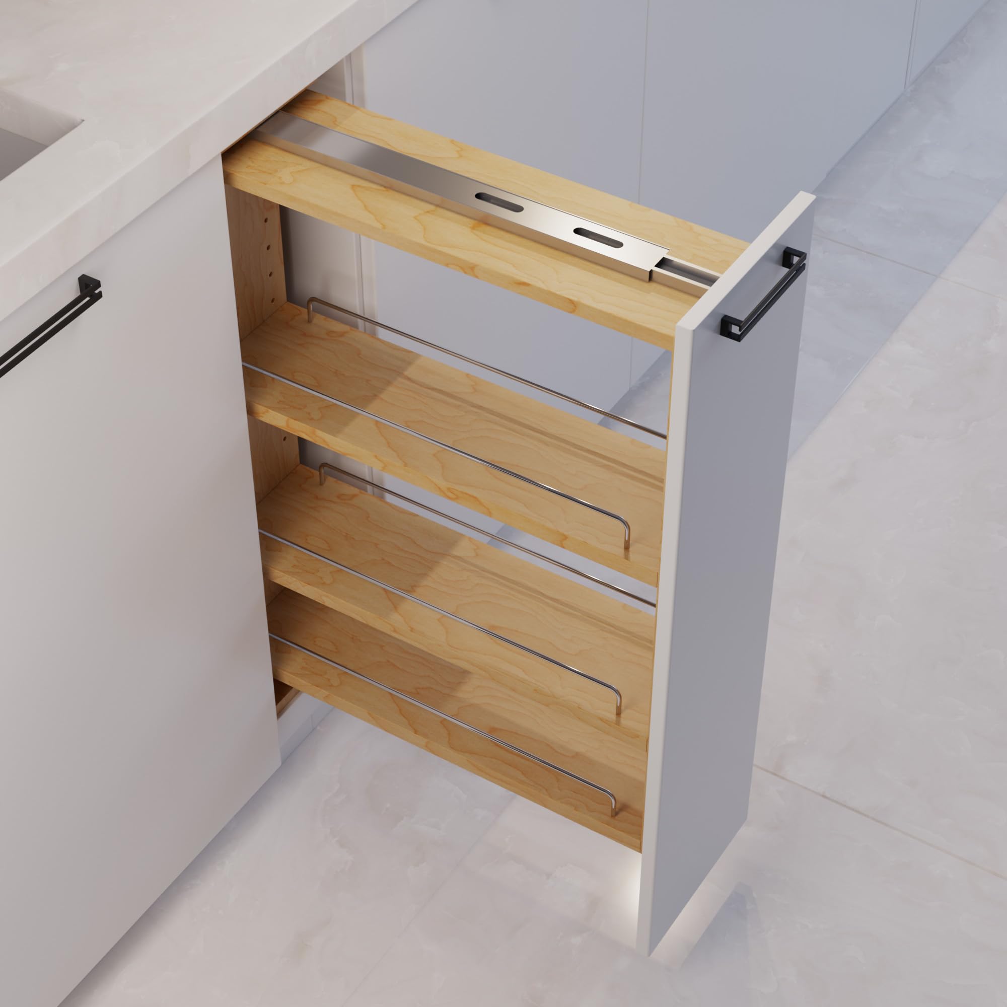 Dowell 8" Base Filler Pullout with Adjustable Shelves (4005 0630B)