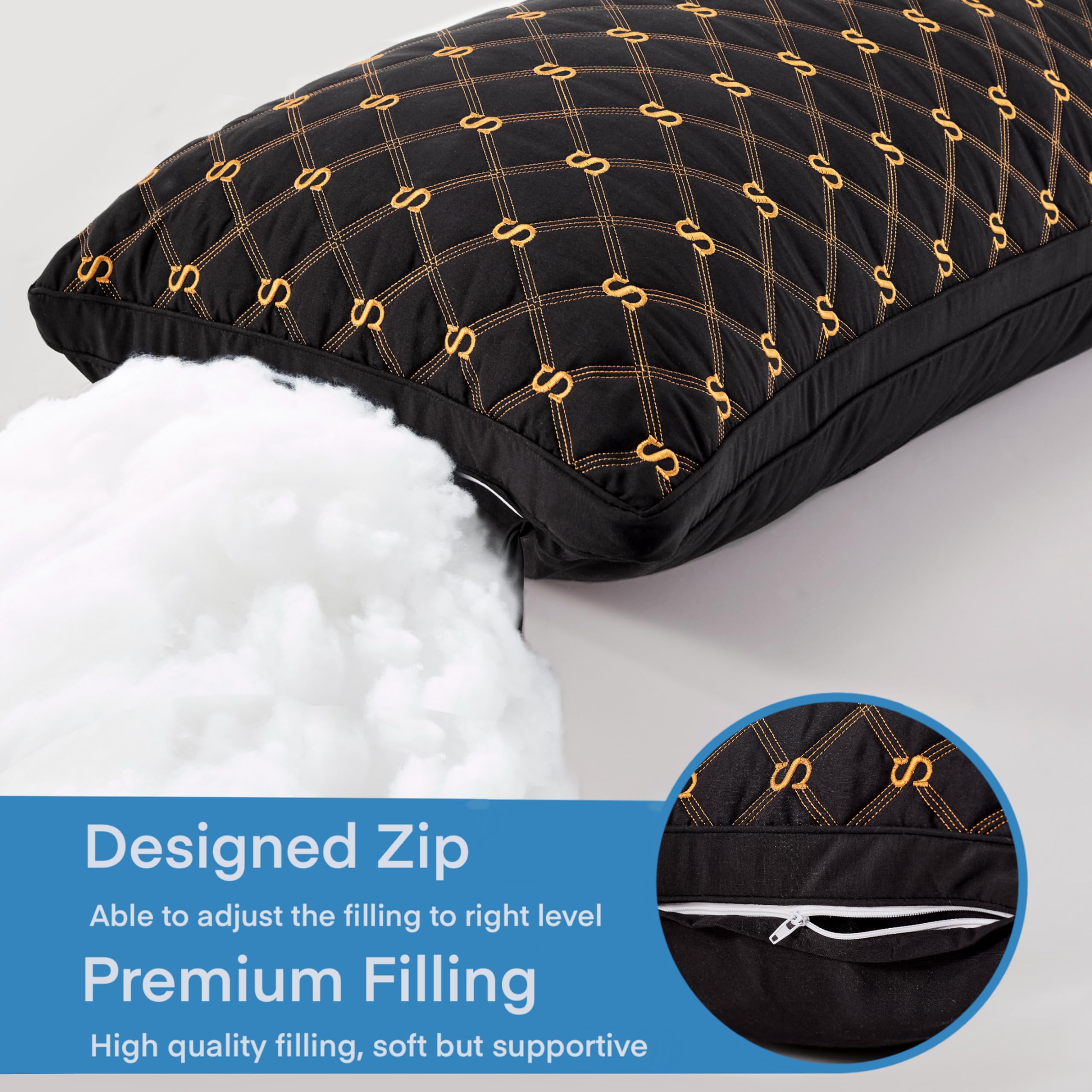 Siluvia Body Pillow for Adults-Premium Adjustable Loft Quilted Body Pillows - Hypoallergenic Fluffy Pillow - Quality Plush Pillow - Down Alternative Pillow (Gray-LightGray, 21βx54β)