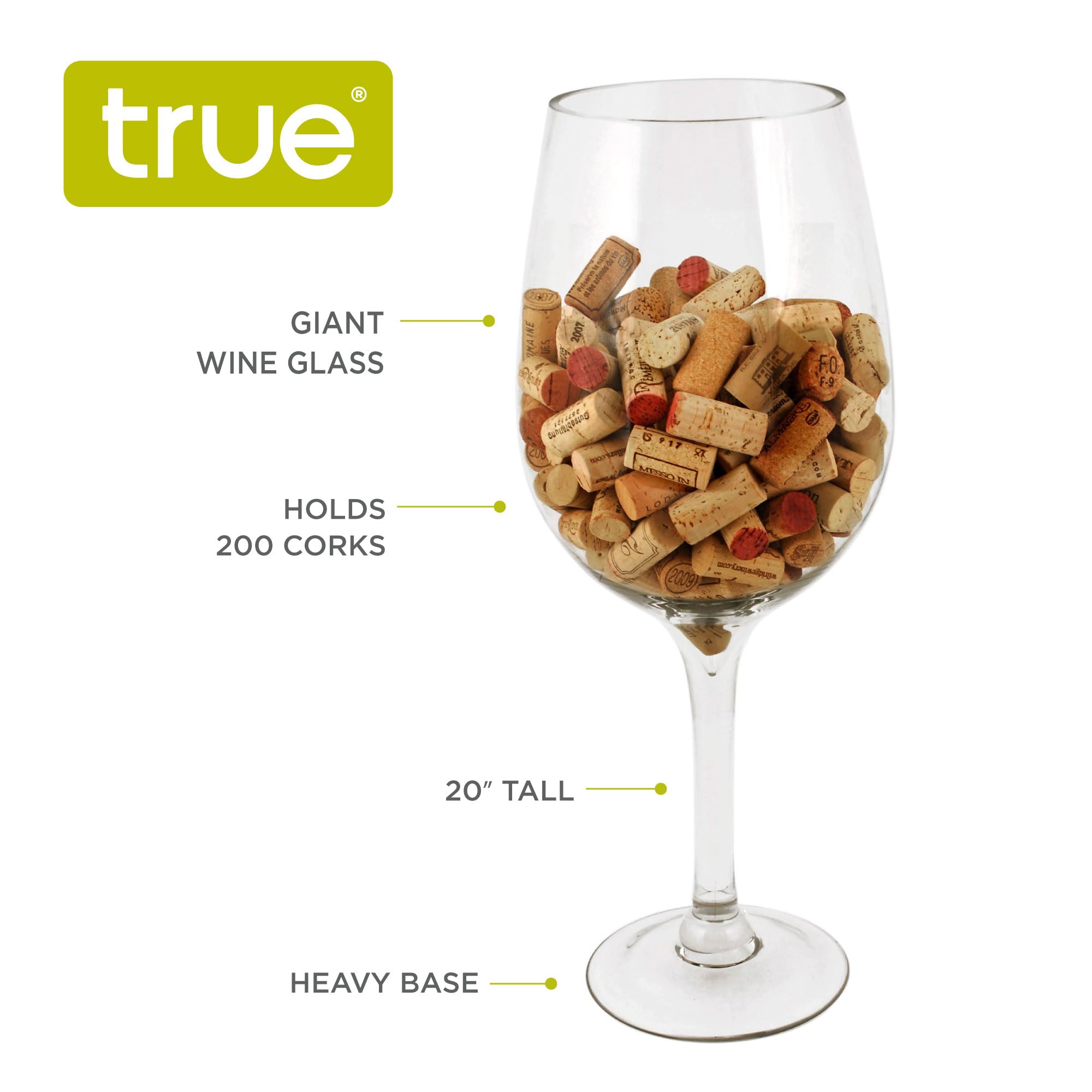 True Big Bordeaux Glass Bottle Giant Display Holder, Home Decor Accessory Gift, 1.5 gallon