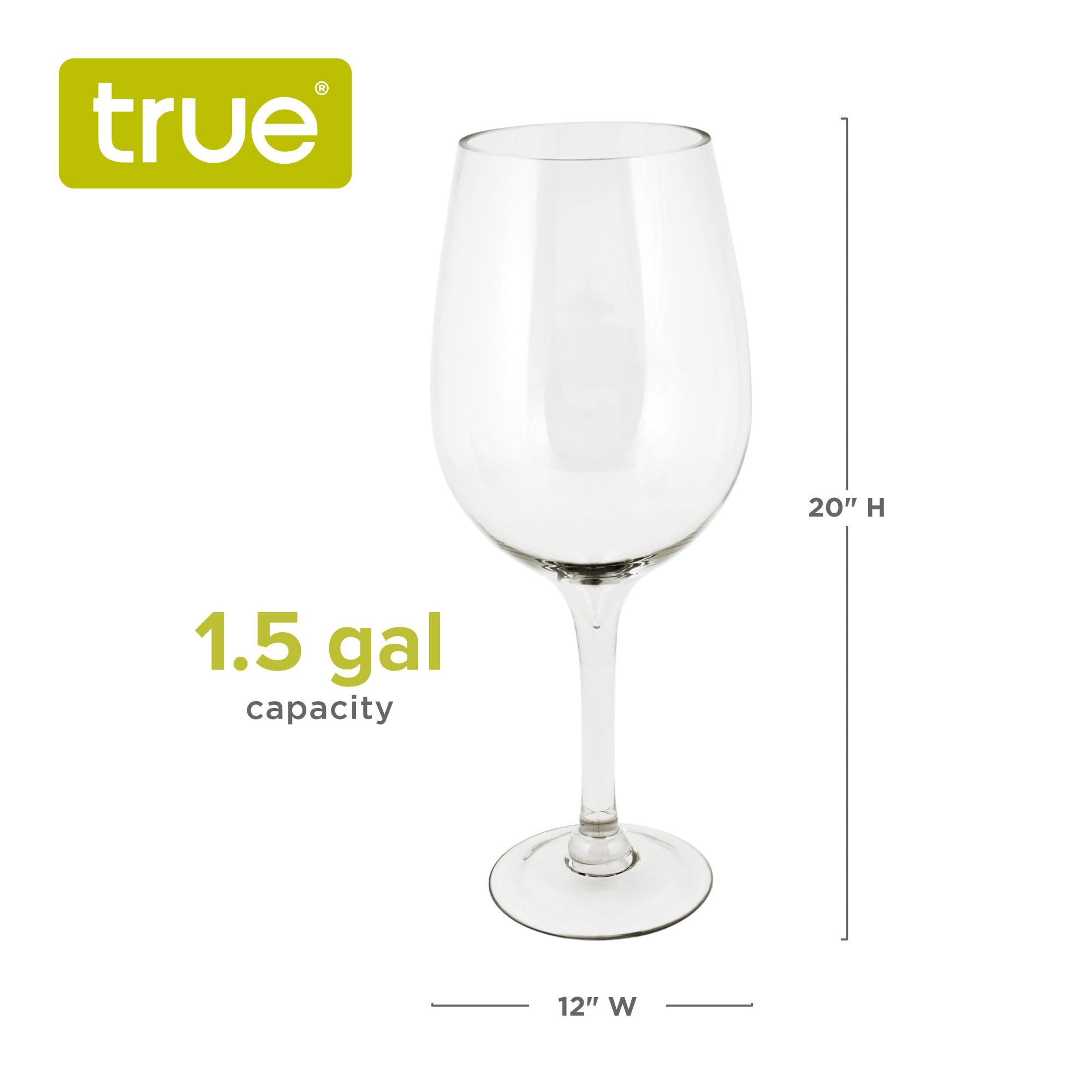 True Big Bordeaux Glass Bottle Giant Display Holder, Home Decor Accessory Gift, 1.5 gallon