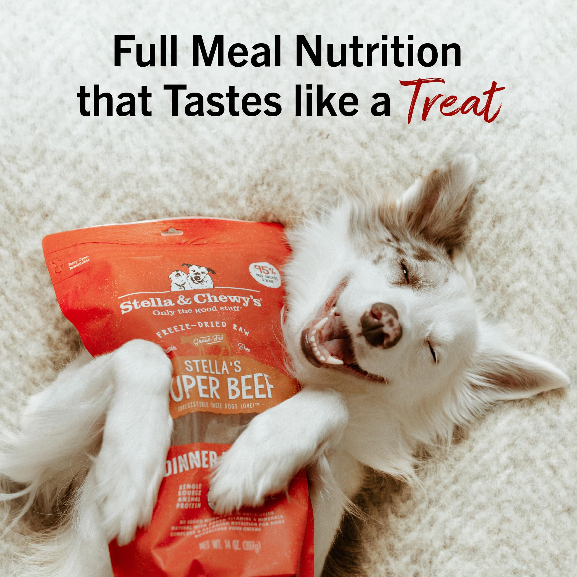 Stella & Chewy’s Freeze Dried Raw Dinner Patties – Grain Free Dog Food, Protein Rich Stella’s Super Beef Recipe – 14 oz Bag