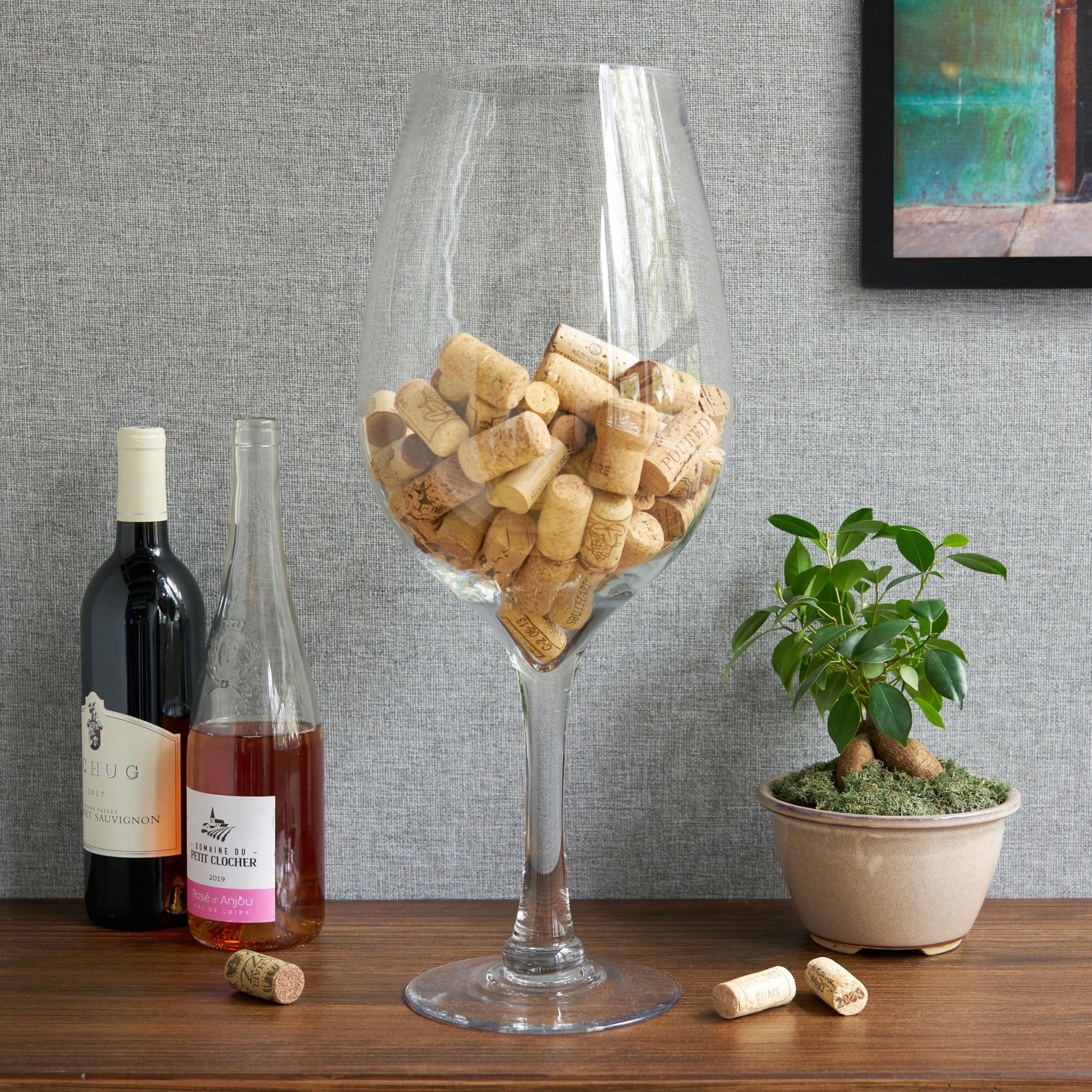 True Big Bordeaux Glass Bottle Giant Display Holder, Home Decor Accessory Gift, 1.5 gallon
