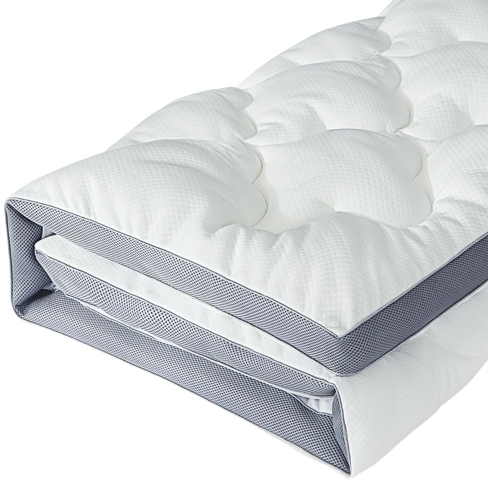 Powdion Pillow Top Mattress Topper Queen, Soft Plush Cooling Down Alternative Mattress Topper Queen for Back Pain,Thick Mattress Pad Bed Topper with 8-21" Deep Pocket