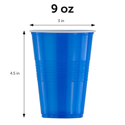 DecorRack Blue Plastic Cups, 9 oz Disposable Cups (50 Count)