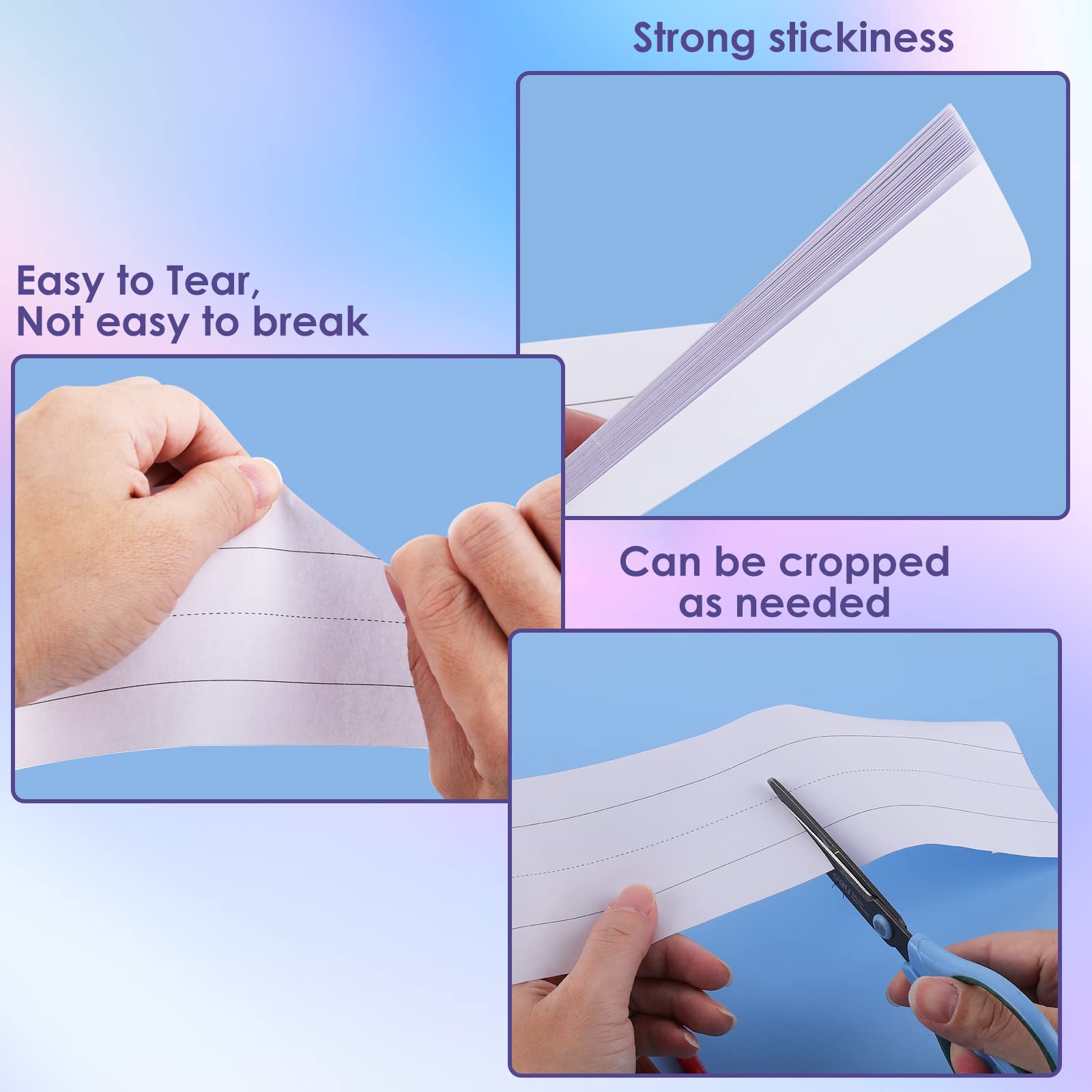 TIESOME Sentence Strips for Teachers, 150 Sheets White Word Writing Strips Adhesive Sentence Learning Strips Lined Word Strips for School Office Supplies 3 x 12 Inch
