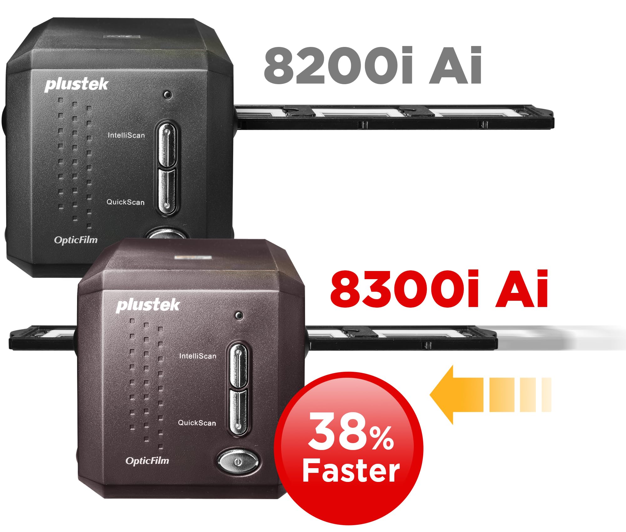 Plustek OpticFilm 8300i Ai Film Scanner - Converts 35mm Film & Slide into Digital, Bundle SilverFast Ai Studio 9 + QuickScan Plus, Include Advanced IT8 Calibration Target (3 Slide)