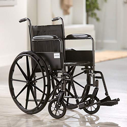 McKesson Wheelchair, Swing Away Foot Leg Rest, Fixed Arm, 18 in Seat, 300 lbs Weight Capacity, 1 Count