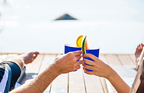 DecorRack Blue Plastic Cups, 9 oz Disposable Cups (50 Count)