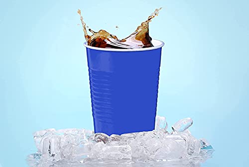 DecorRack Blue Plastic Cups, 9 oz Disposable Cups (50 Count)