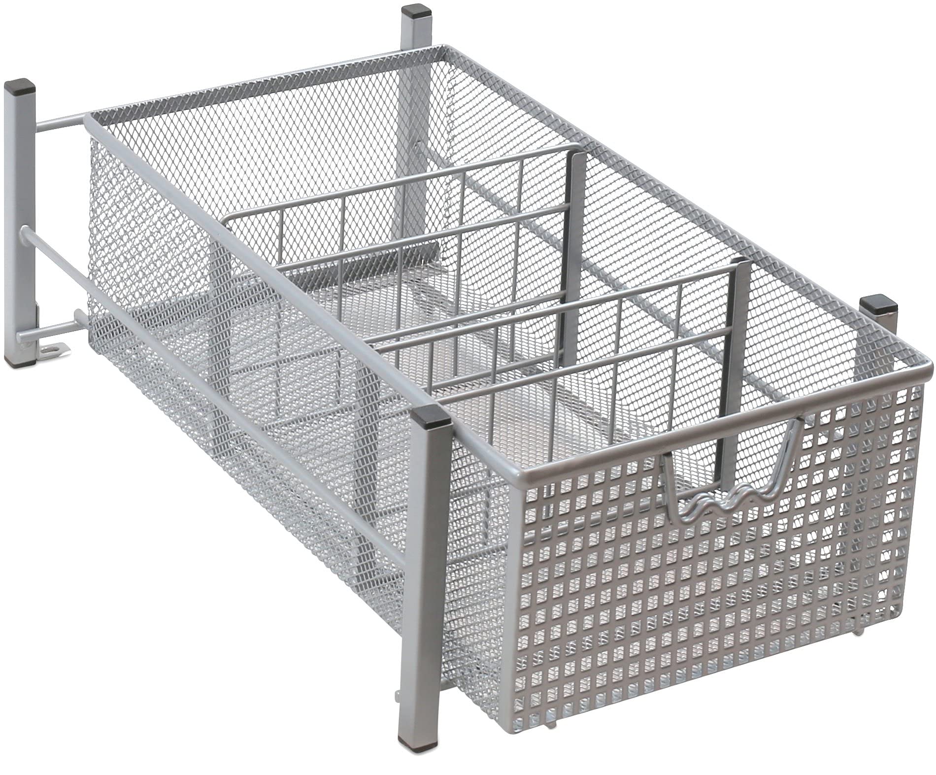 DecoBros Sliding Cabinet Basket Organizer Drawer, Silver