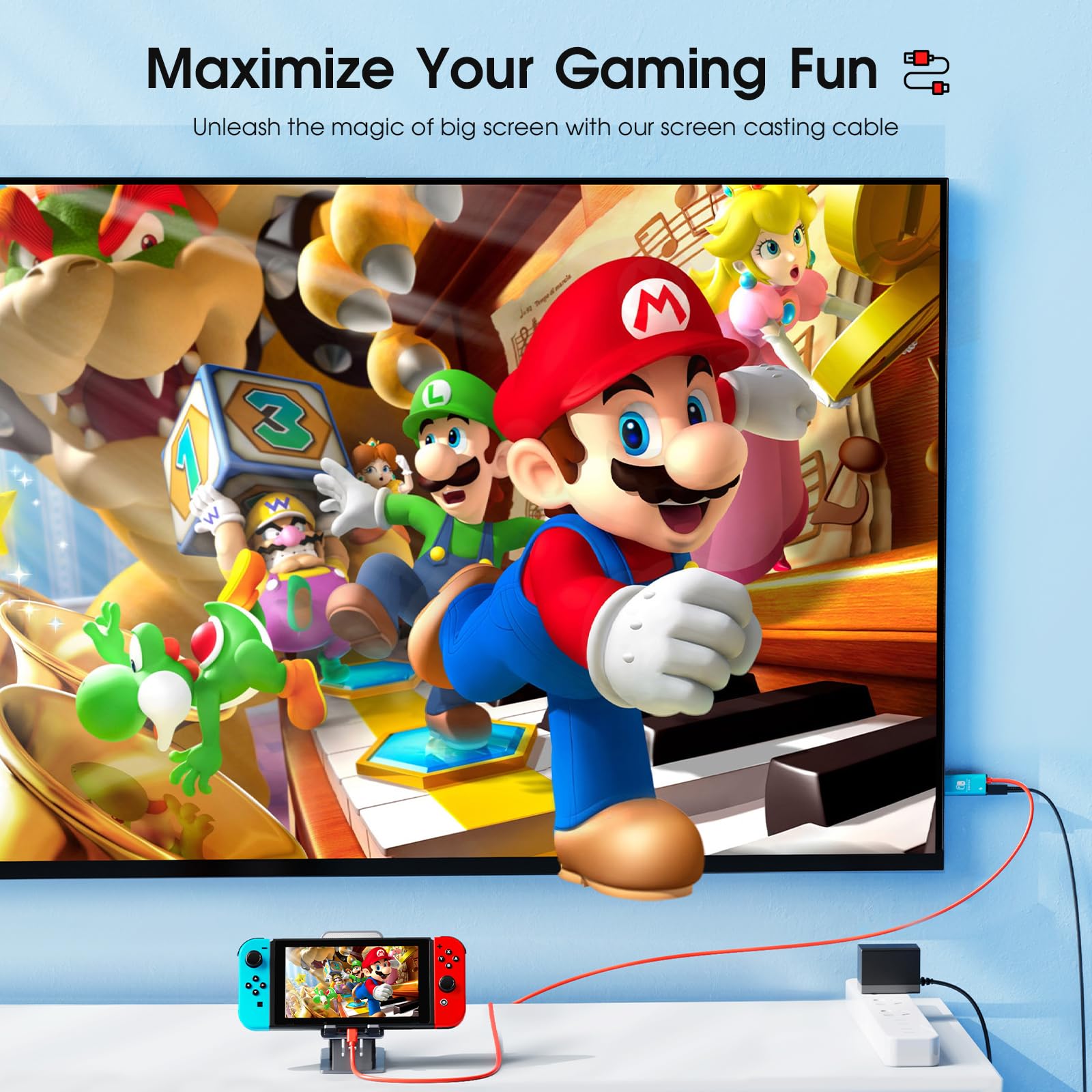 JINGDU USB C to HDMI Cable Compatible with Nintendo Switch NS/OLED, Portable TV Adapter Connector Replaces The Original Switch Dock for TV Screen Mirroring, Convenient for Travel, 4K HD, 2m, Blue