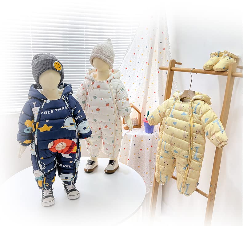 JunNeng Baby Toddler Thicken Fleece Lined Romper Snowsuit with Boots,Winter Cartoon Snow Wear Jumpsuit Outfit,Green Camo 3-6M