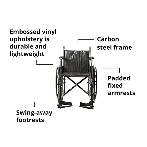 McKesson Wheelchair, Swing Away Foot Leg Rest, Fixed Arm, 18 in Seat, 300 lbs Weight Capacity, 1 Count