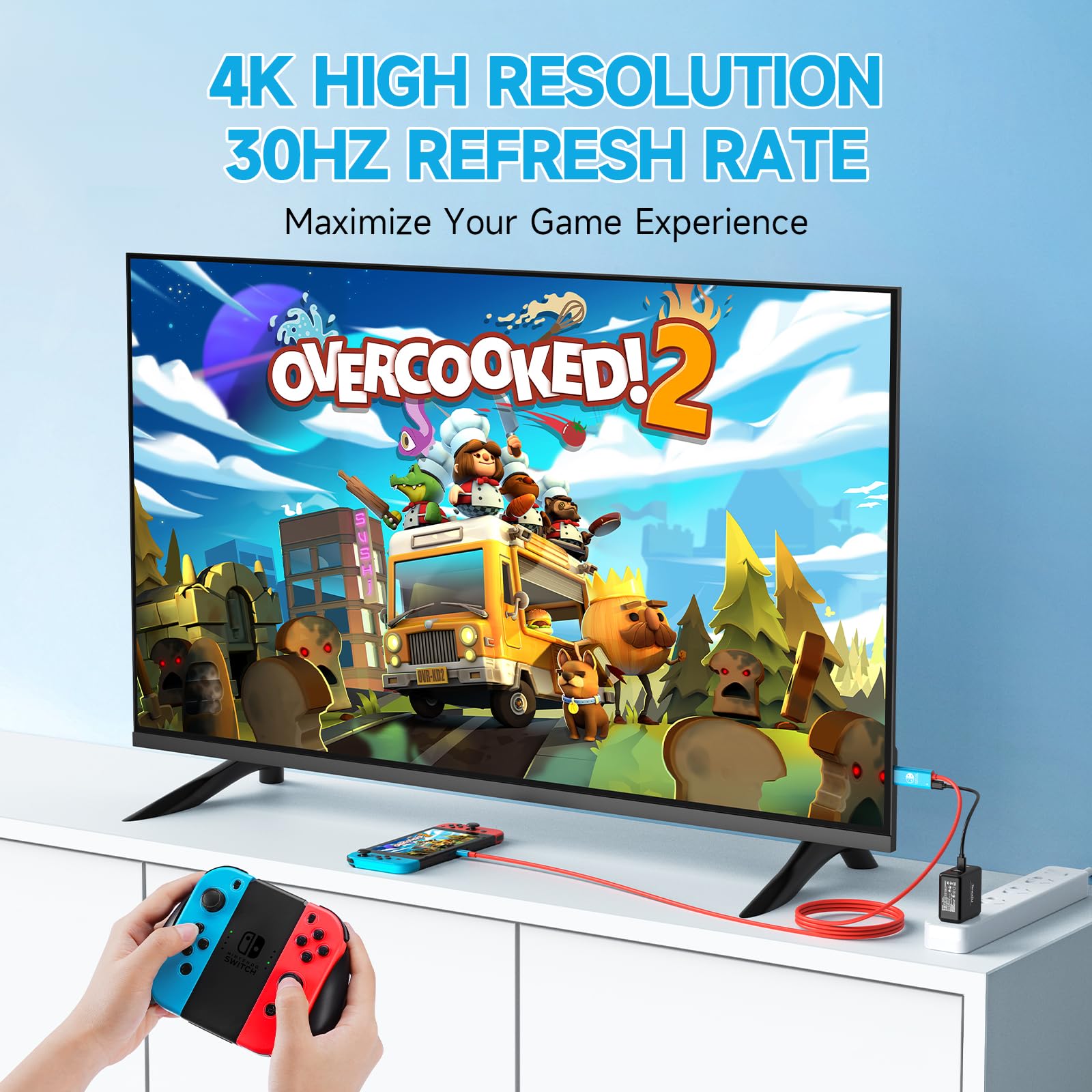 JINGDU USB C to HDMI Cable Compatible with Nintendo Switch NS/OLED, Portable TV Adapter Connector Replaces The Original Switch Dock for TV Screen Mirroring, Convenient for Travel, 4K HD, 2m, Blue