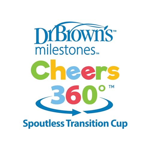 Dr. Brown's Milestones Cheers 360 Cup Spoutless Transition Cup with Handles for Easy Grip and Leak-Free Learning, Pink Safari, 7 oz/200 mL