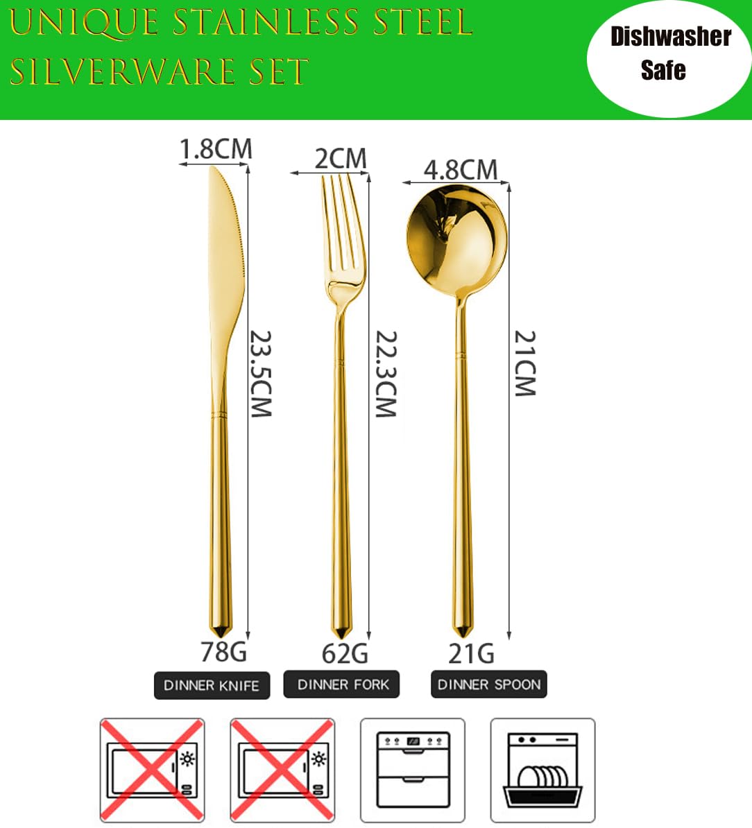 Thomaso 30 Piece Gold Silverware Set for 10,18/10 Stainless Steel Premium Cutlery With Unique Tapered Handles Design,Gold Spoons and Forks Set,Gold Plated Kitchen Utensil Set,Dishwasher Safe
