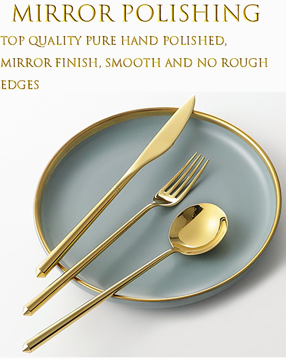 Thomaso 30 Piece Gold Silverware Set for 10,18/10 Stainless Steel Premium Cutlery With Unique Tapered Handles Design,Gold Spoons and Forks Set,Gold Plated Kitchen Utensil Set,Dishwasher Safe