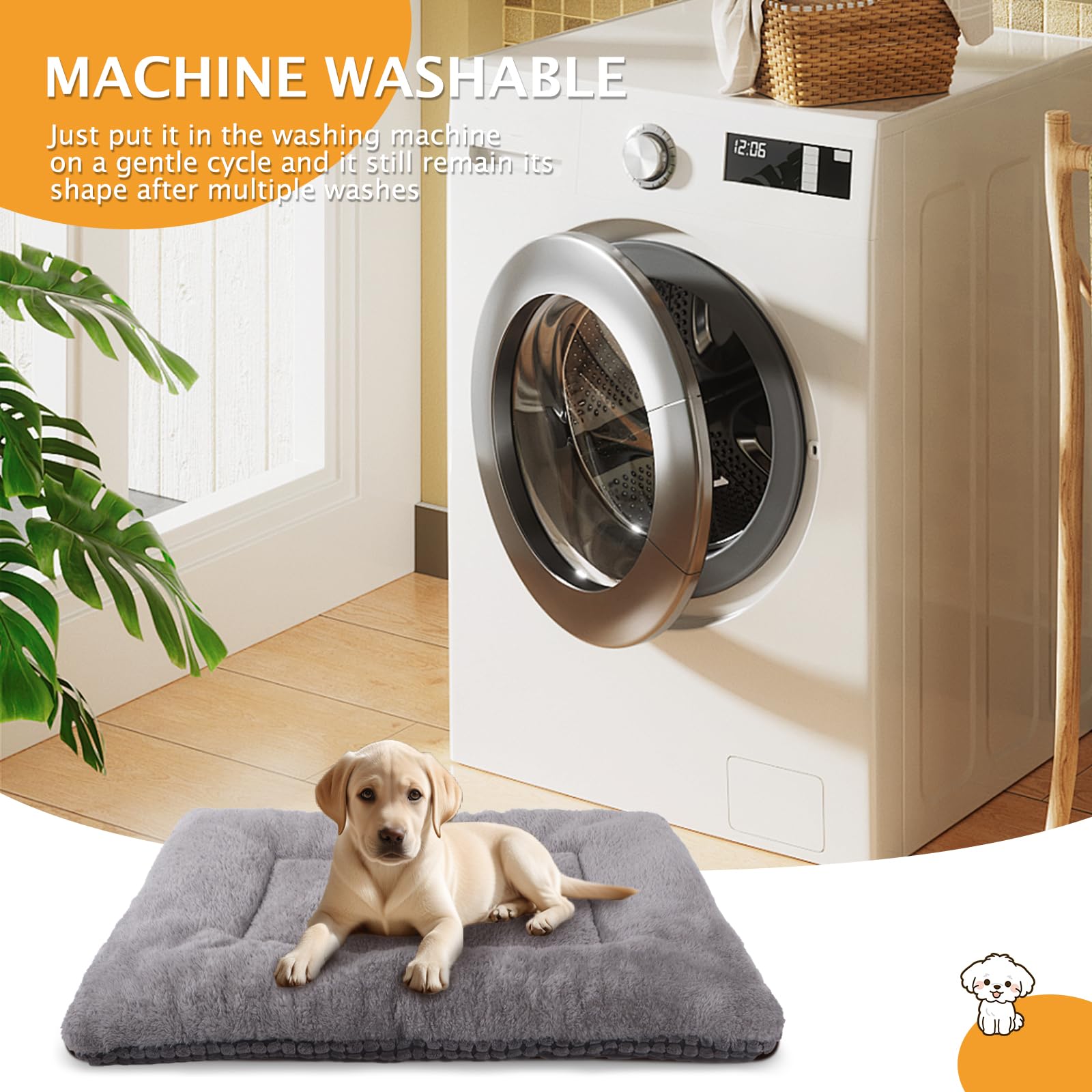 Vetasac Reversible Dog Bed Mat with Plush and Corn Velvet,Soft Warm Pet Cushion, Dual Purpose Washable Sleeping Mattress Bed for Small Medium Large Dog and Cat XB004 (24"x18", Light Grey)