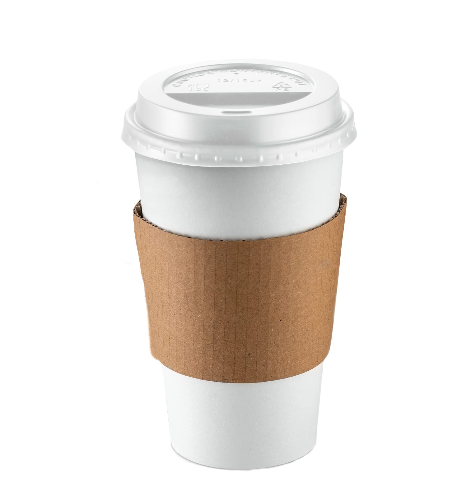 GUSTO [50 Sets 16 oz. Disposable White Coffee Cups with White Lids, Sleeves - To Go Paper Hot Cups - Formerly Comfy Package
