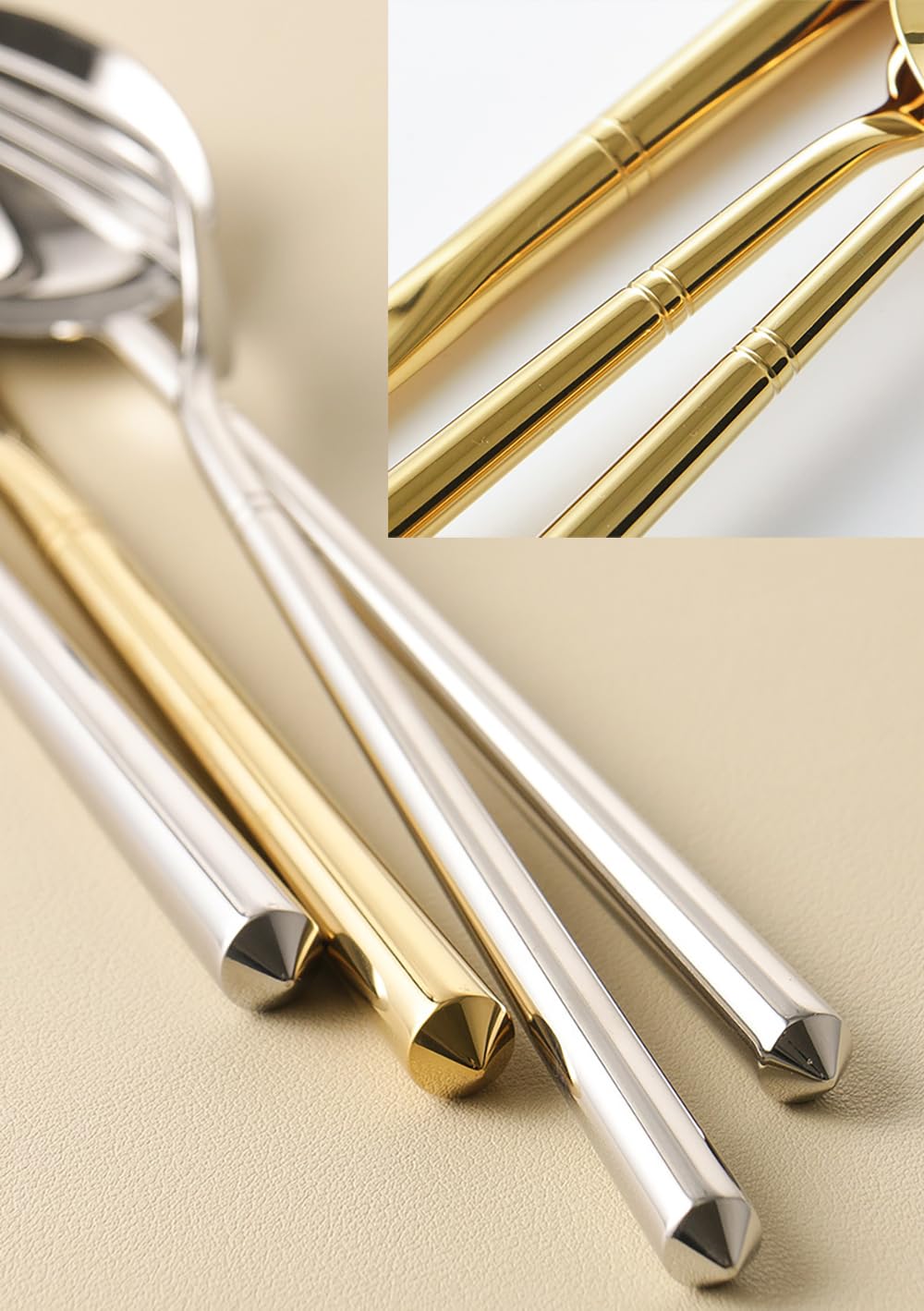 Thomaso 30 Piece Gold Silverware Set for 10,18/10 Stainless Steel Premium Cutlery With Unique Tapered Handles Design,Gold Spoons and Forks Set,Gold Plated Kitchen Utensil Set,Dishwasher Safe