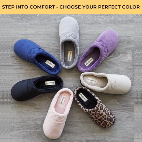 Dearfoams Women's Indoor/Outdoor Memory Foam Darcy Microfiber Velour Clog, Wide Widths Slipper, Smokey Purple, 9-10