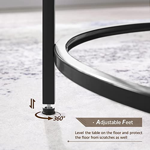 Yaheetech 36in Modern Coffee Table,Black Round Tempered Glass Coffee Tables w/Protective Foot Pads,Metal Structure & Reinforced Frame for Living Room,Dining Room,Apartment,Small Space