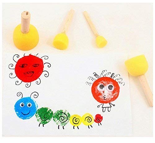 WAFJAMF 40-Pieces Assorted Size Round Sponges Brush Set, Paint Tools for Kids