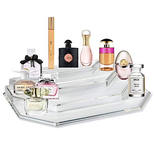 byAlegory (Set of 2) Acrylic Mini Perfume & Mini Scented Oils Organizer & Vanity Display 4 Tiers For Storing Mini, Travel Size, Rollerball Beauty Perfume Bottles - Clear