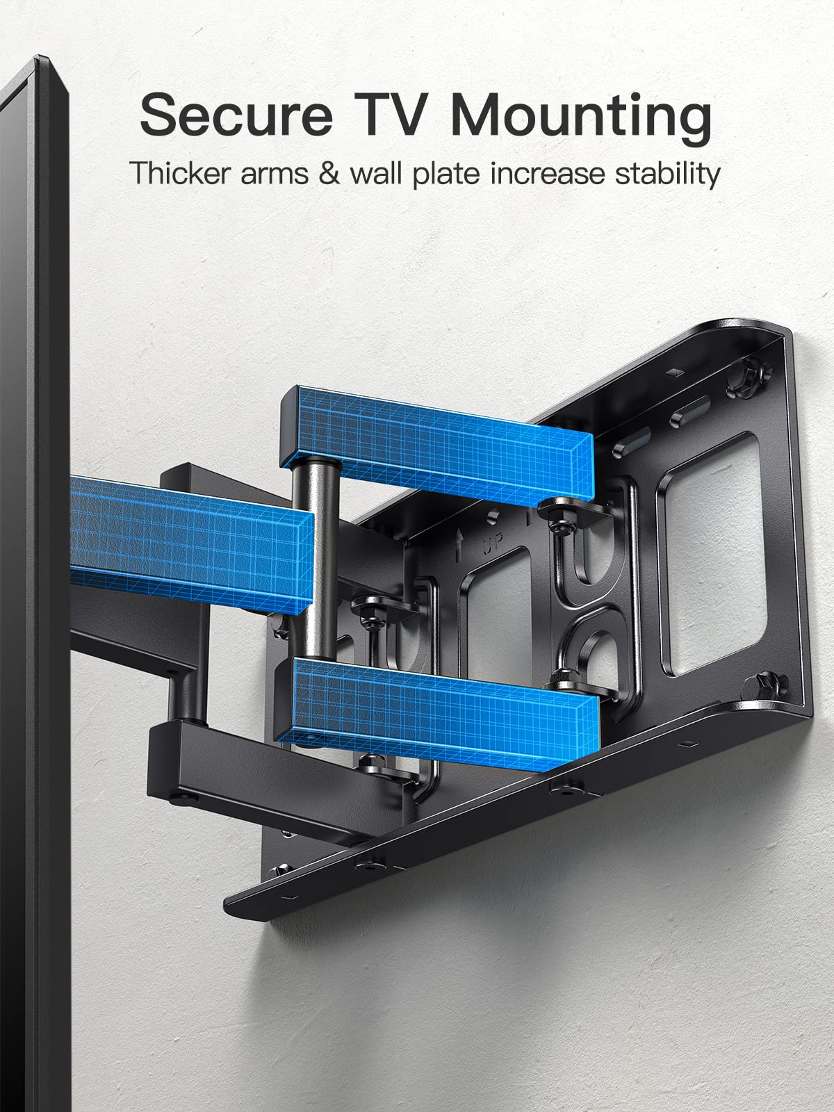 Pipishell TV Wall Mount for 26-65 inch LED LCD OLED 4K TVs, Full Motion TV Mount Bracket Articulating Swivel Extension Tilting Leveling Max VESA 400x400mm Holds up to 99lbs, Fits 12/16 Inch Wood Stud