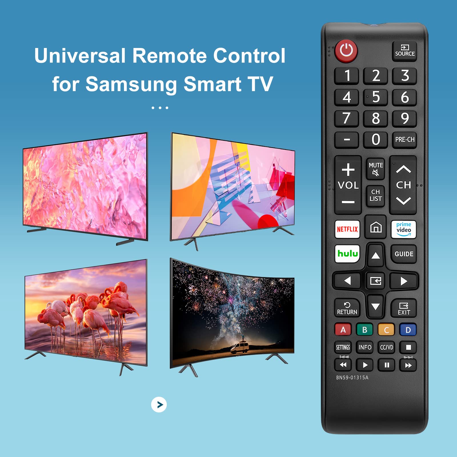 (Pack of 2) Replacement Remote Control for Samsung-TV-Remote for All Samsung LCD LED HDTV 3D Smart TVs Models