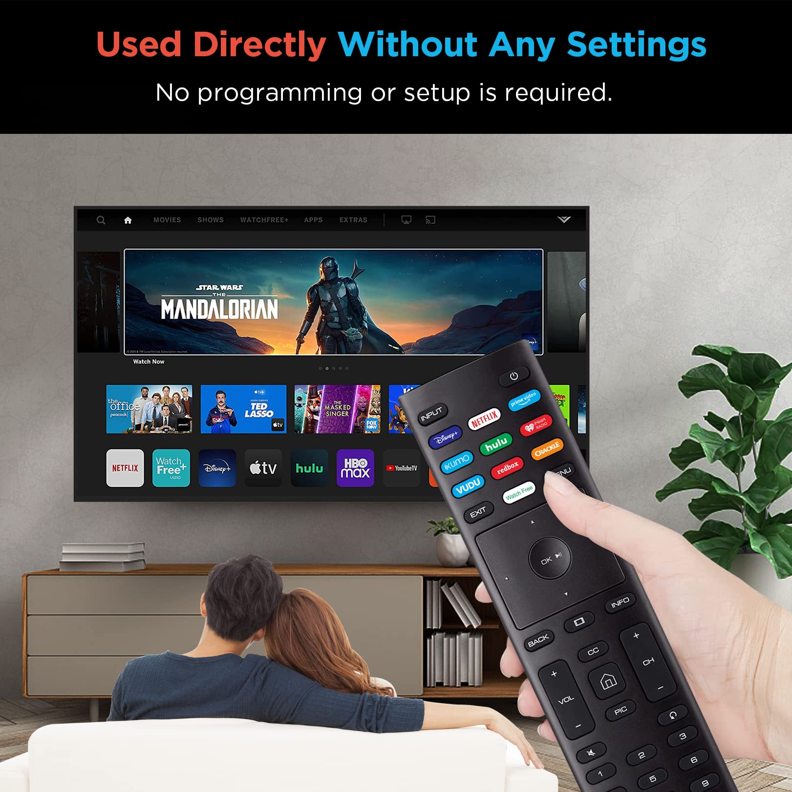 Universal Remote Control Replacement for All Vizio P-Series M-Series V-Series D-Series Smartcast Series LED LCD UHD OLED Smart TV with Shortcut Buttons Disney, Netflix, Prime Video, Hulu and More