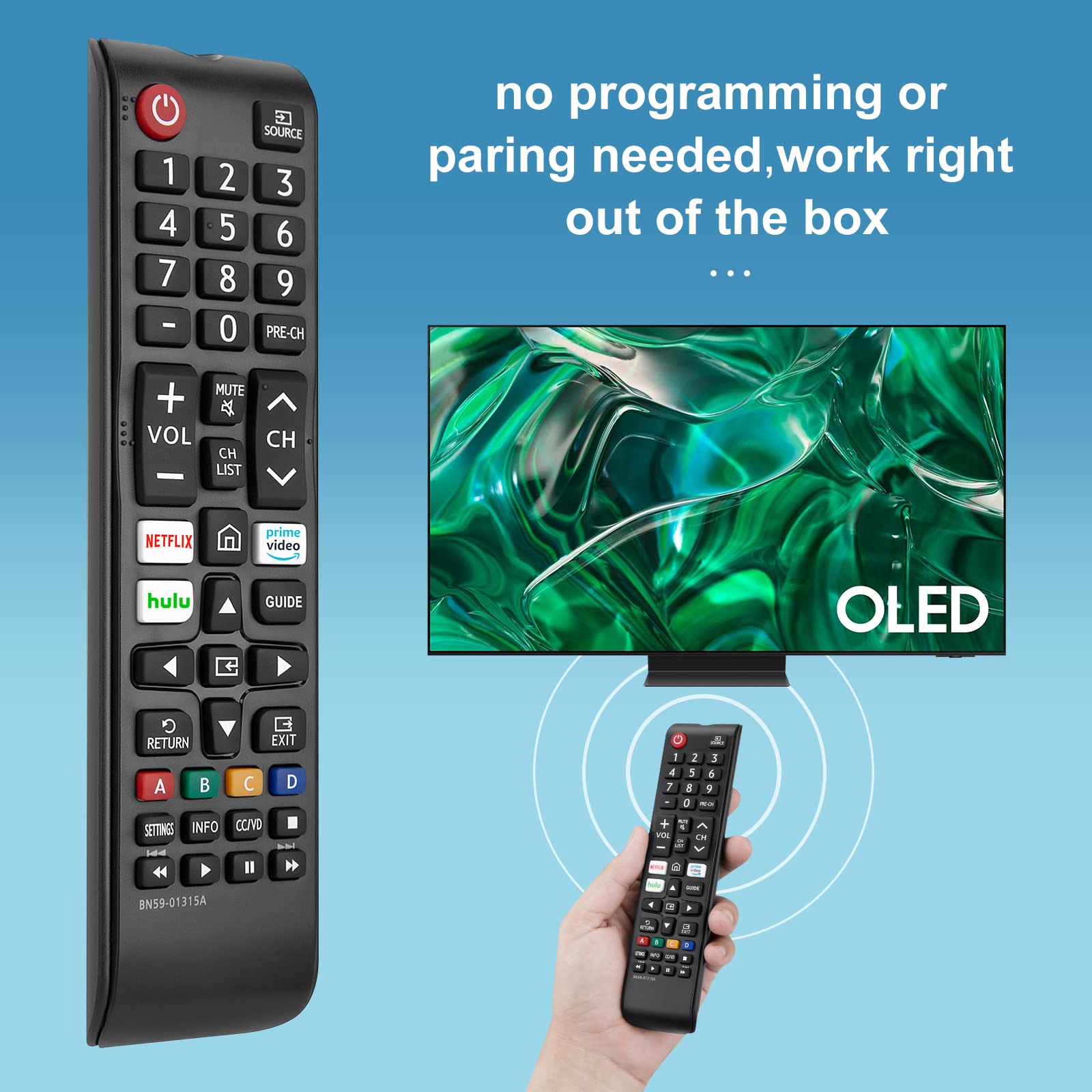 (Pack of 2) Replacement Remote Control for Samsung-TV-Remote for All Samsung LCD LED HDTV 3D Smart TVs Models