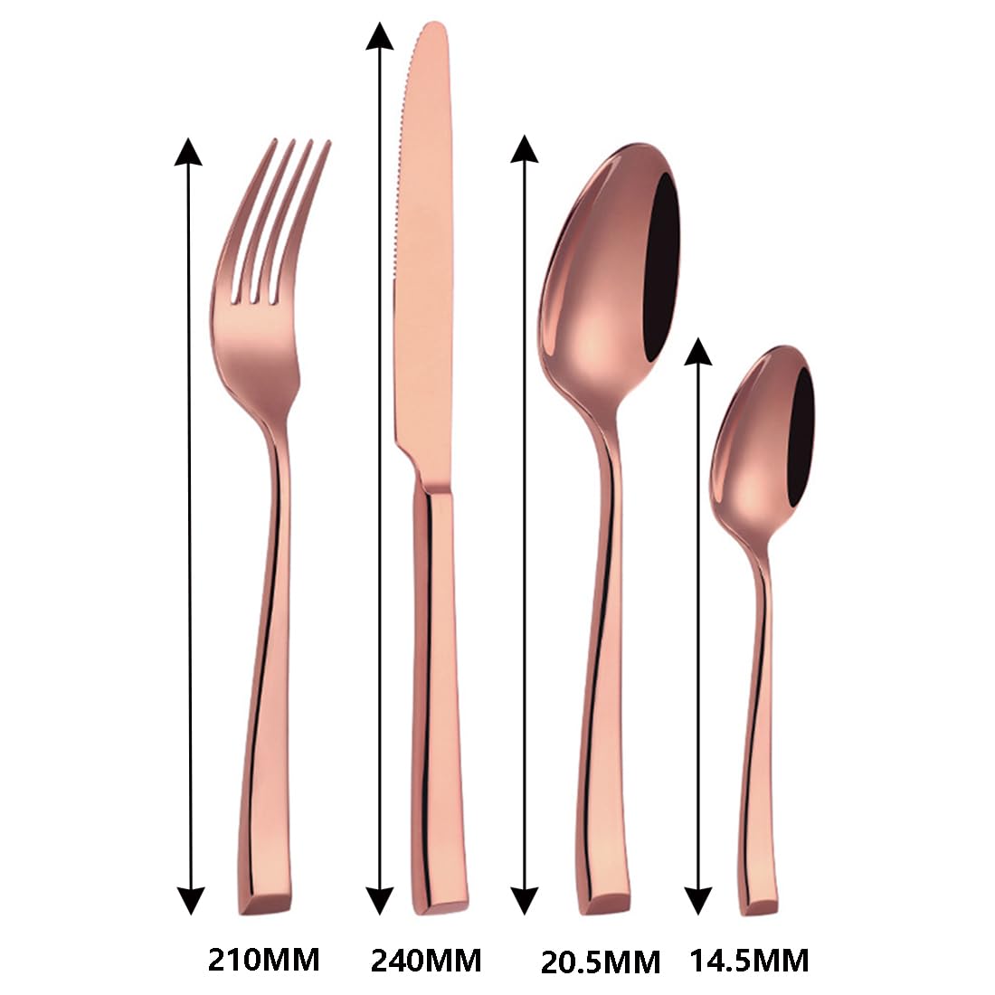 Aimilan 16 Piece Rose Gold Flatware Set for 4, 18/10 Stainless Steel Modern Silverware Cutlery Set, Include Fork Knife Spoon, Mirror Finish, Dishwasher Safe (16 Pcs Service for 4)