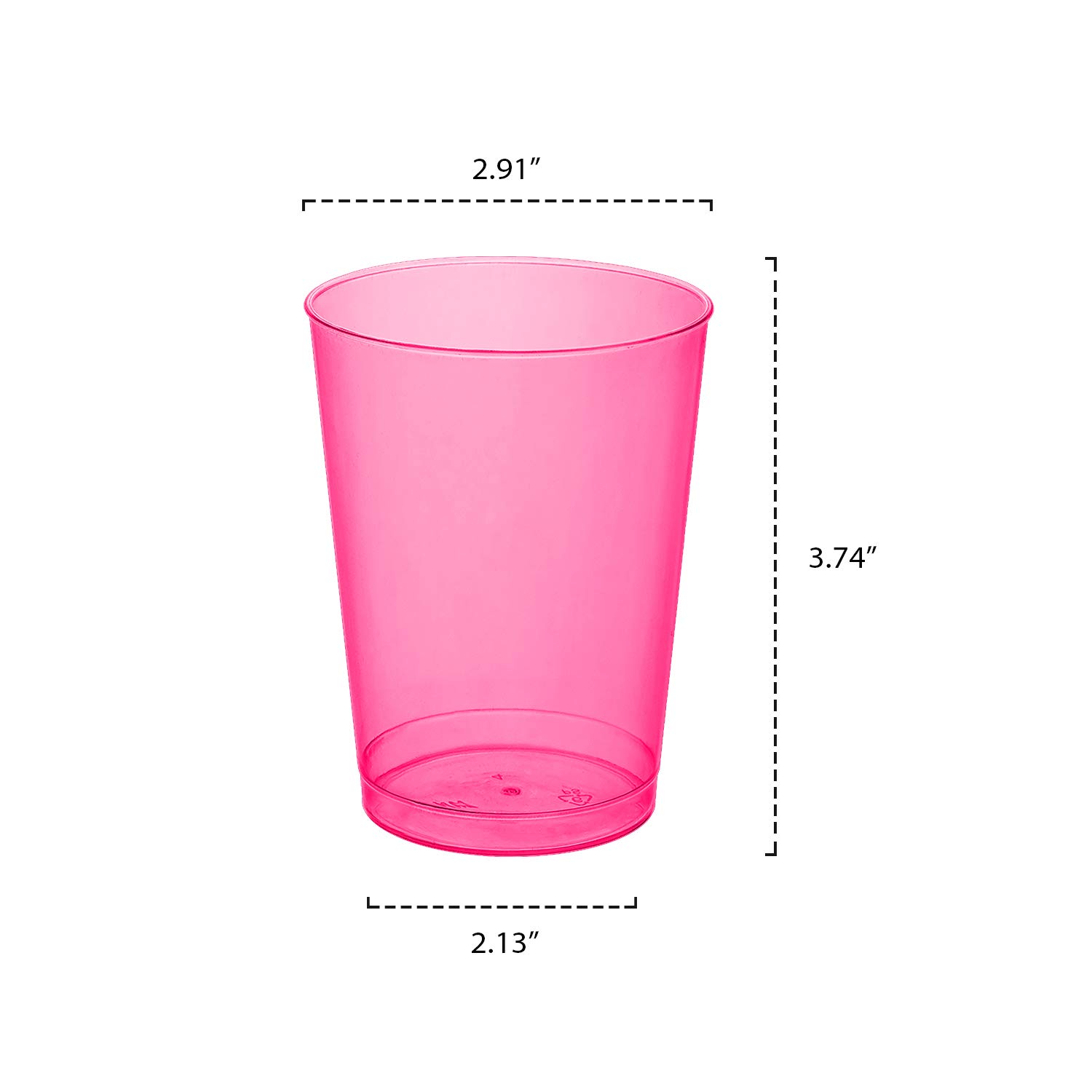 Party Essentials Hard Plastic 10-Ounce Party Cups and Tall Tumblers, Neon Pink, 25-Count