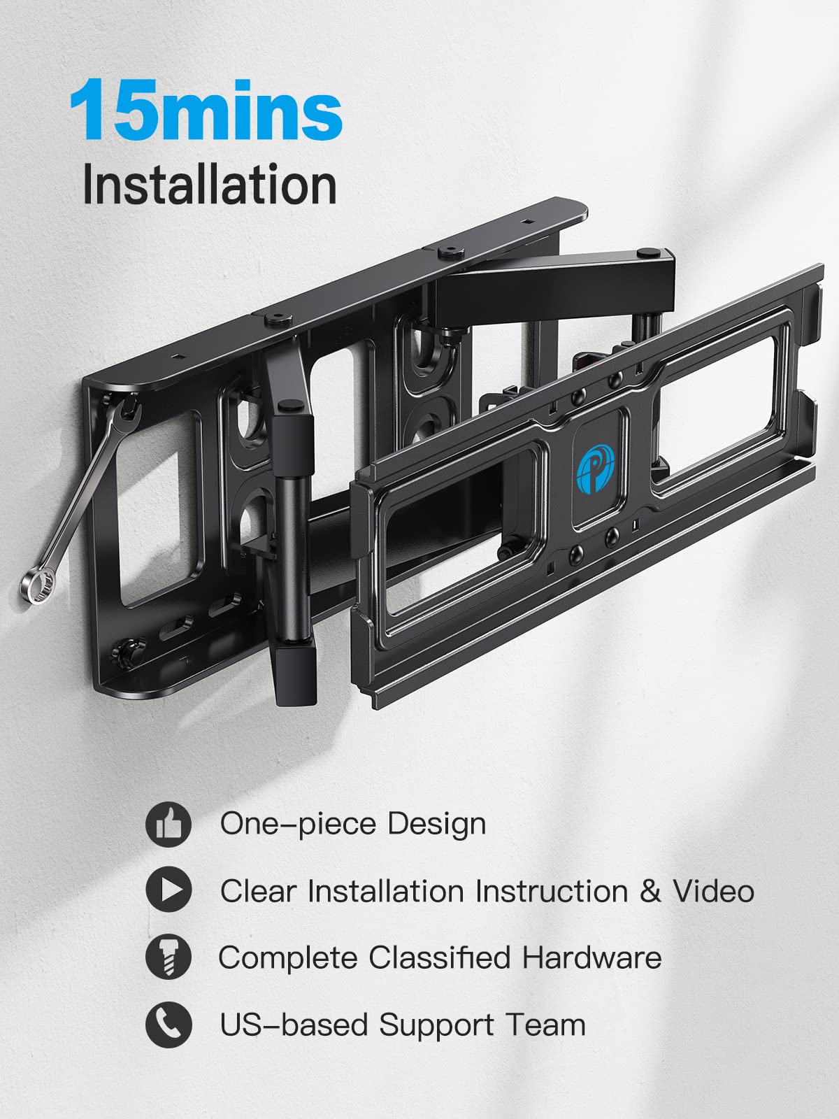 Pipishell TV Wall Mount for 26-65 inch LED LCD OLED 4K TVs, Full Motion TV Mount Bracket Articulating Swivel Extension Tilting Leveling Max VESA 400x400mm Holds up to 99lbs, Fits 12/16 Inch Wood Stud
