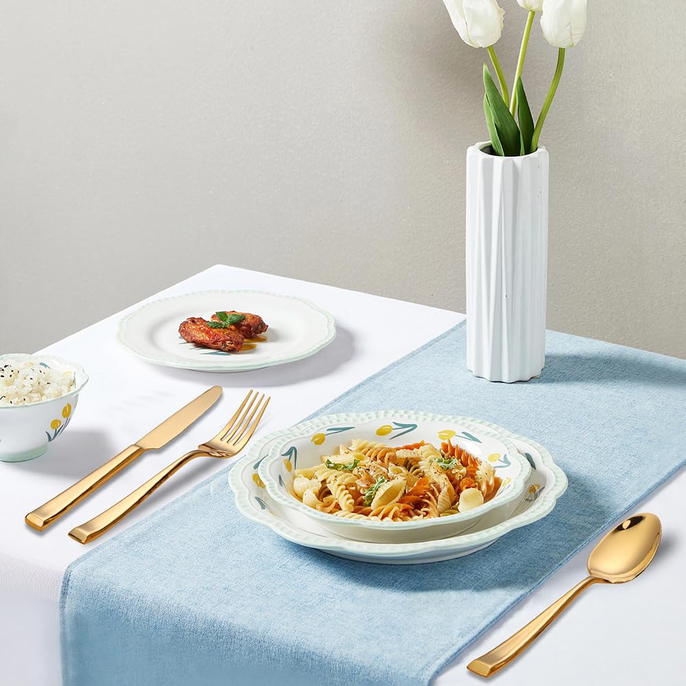 Aimilan 16 Piece Rose Gold Flatware Set for 4, 18/10 Stainless Steel Modern Silverware Cutlery Set, Include Fork Knife Spoon, Mirror Finish, Dishwasher Safe (16 Pcs Service for 4)
