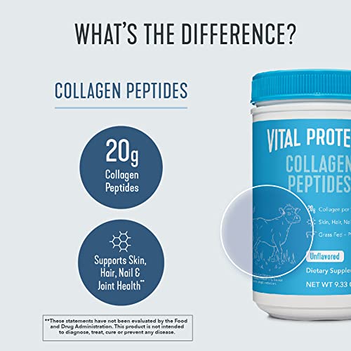 Vital Proteins Collagen Peptides Powder, Promotes Hair, Nail, Skin, Bone and Joint Health, Unflavored 9.33 OZ