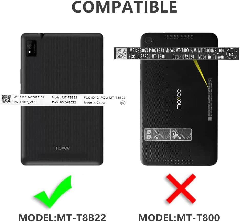 SOATUTO Case for Moxee Tablet 2 8 inch Case for Moxee 8" 2022 Model MT-T8B22 Tablet Shock Resistant Rugged Hybrid Kids Friendly Cover Built-in Hand Free Kickstand Shoulder Strap (Navy+Green)