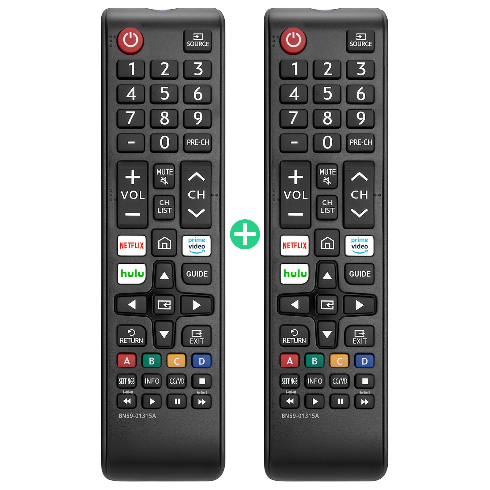 (Pack of 2) Replacement Remote Control for Samsung-TV-Remote for All Samsung LCD LED HDTV 3D Smart TVs Models
