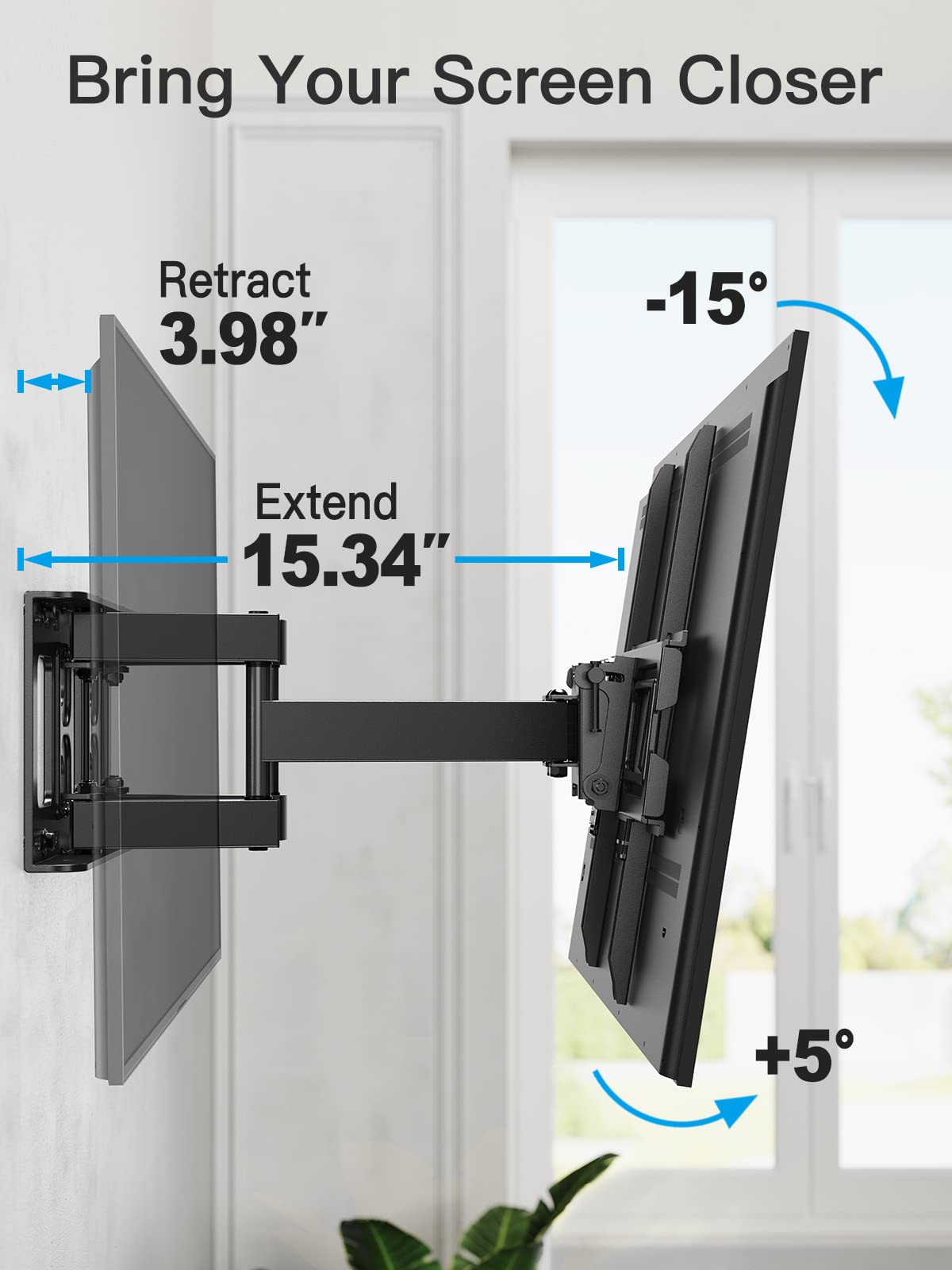 Pipishell TV Wall Mount for 26-65 inch LED LCD OLED 4K TVs, Full Motion TV Mount Bracket Articulating Swivel Extension Tilting Leveling Max VESA 400x400mm Holds up to 99lbs, Fits 12/16 Inch Wood Stud