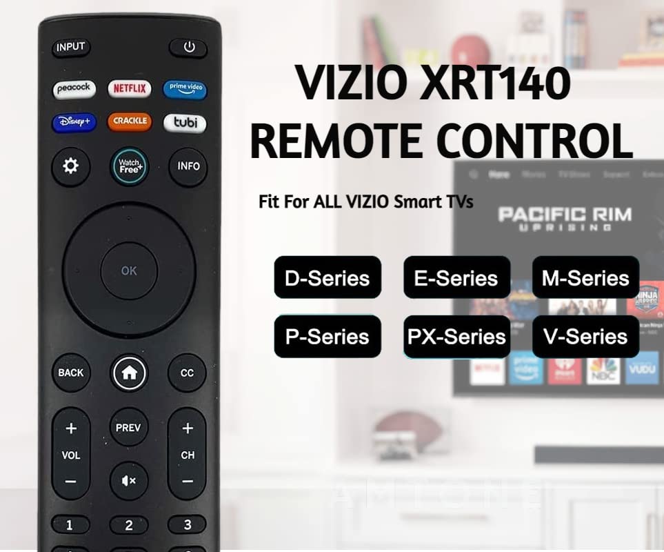 Amtone XRT140 Universal Replacement Remote Control for VIZIO All LED LCD HD 4K UHD HDR Smart TVs with Netflix Dis+ Crackle Tubi Apps for D24FF1 D24F-F1 D32FF1 D32F-F1 D43FF1 D43F-F1